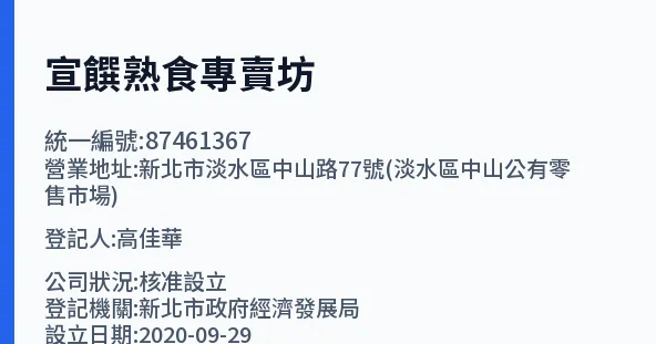 宣饌熟食專賣坊的照片-統編 87461367(新北市) 公司登記資料與營業項目詳細圖表
