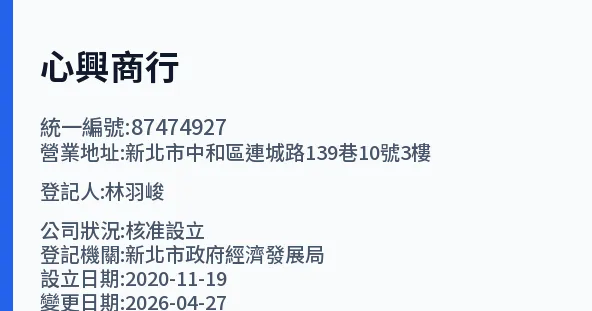 心興商行的照片-統編 87474927(新北市) 公司登記資料與營業項目詳細圖表