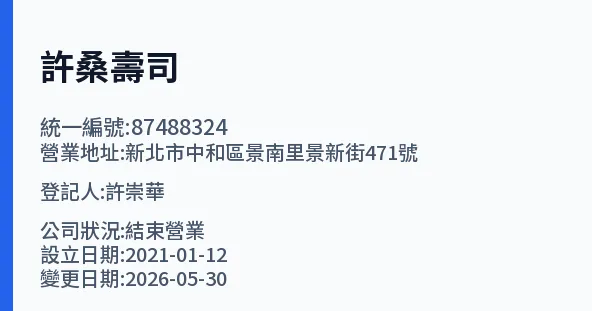 許桑壽司的照片-統編 87488324(新北市) 公司登記資料與營業項目詳細圖表