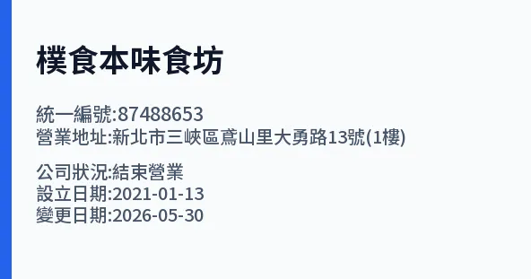 樸食本味食坊的照片-統編 87488653(新北市) 公司登記資料與營業項目詳細圖表