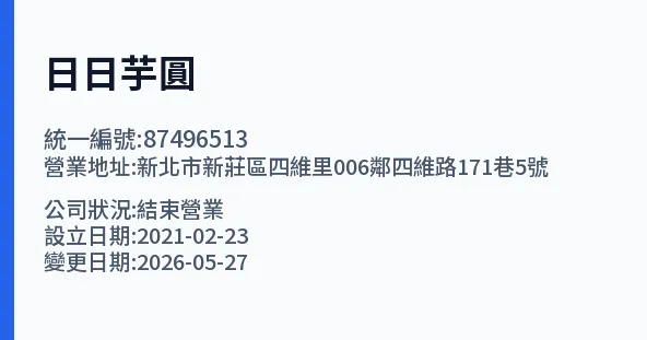 日日芋圓的照片-統編 87496513(新北市) 公司登記資料與營業項目詳細圖表