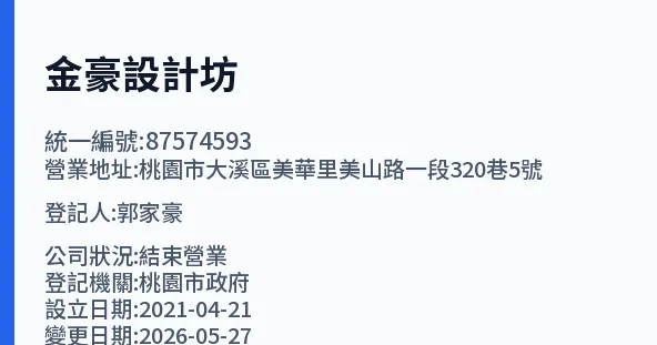 金豪設計坊的照片-統編 87574593(桃園市) 公司登記資料與營業項目詳細圖表