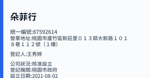 朵菲行的照片-統編 87592614(桃園市) 公司登記資料與營業項目詳細圖表