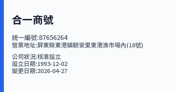 合一商號的照片-統編 87656264(屏東縣) 公司登記資料與營業項目詳細圖表