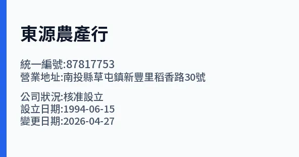 東源農產行的照片-統編 87817753(南投縣) 公司登記資料與營業項目詳細圖表