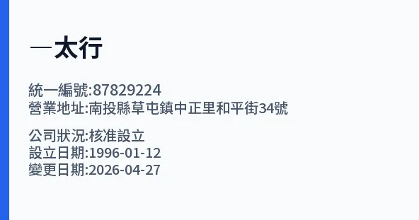 ―太行的照片-統編 87829224(南投縣) 公司登記資料與營業項目詳細圖表