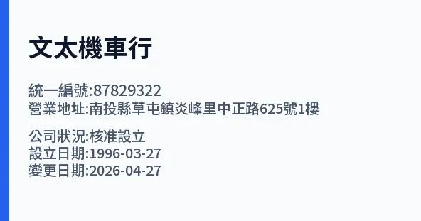文太機車行的照片-統編 87829322(南投縣) 公司登記資料與營業項目詳細圖表