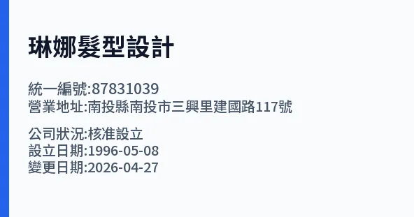 琳娜髮型設計的照片-統編 87831039(南投縣) 公司登記資料與營業項目詳細圖表