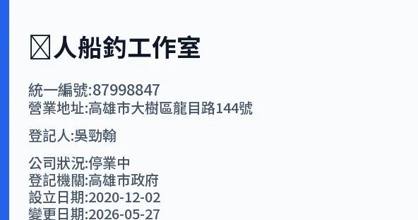 鐡人船釣工作室的照片-統編 87998847(高雄市) 公司登記資料與營業項目詳細圖表