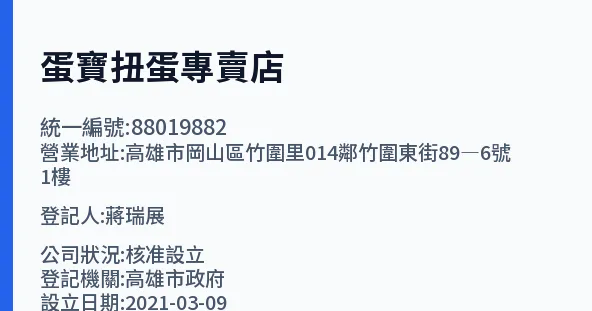 蛋寶扭蛋專賣店的照片-統編 88019882(高雄市) 公司登記資料與營業項目詳細圖表