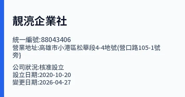 靚湸企業社的照片-統編 88043406(高雄市) 公司登記資料與營業項目詳細圖表