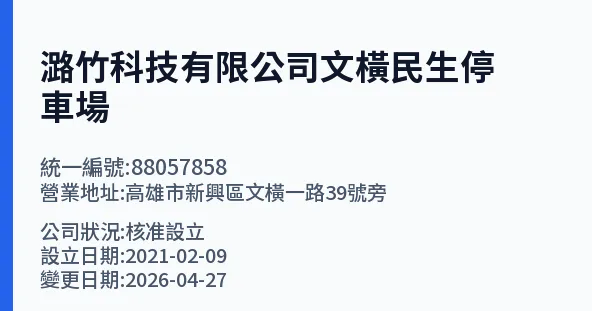 潞竹科技有限公司文橫民生停車場的照片-統編 88057858(高雄市) 公司登記資料與營業項目詳細圖表