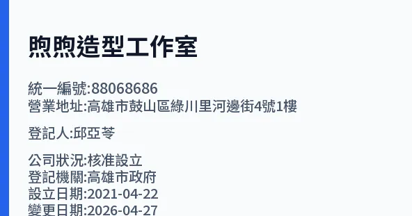 煦煦造型工作室的照片-統編 88068686(高雄市) 公司登記資料與營業項目詳細圖表