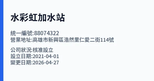 水彩虹加水站的照片-統編 88074322(高雄市) 公司登記資料與營業項目詳細圖表