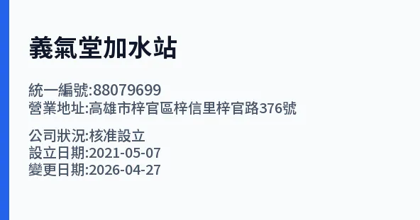義氣堂加水站的照片-統編 88079699(高雄市) 公司登記資料與營業項目詳細圖表