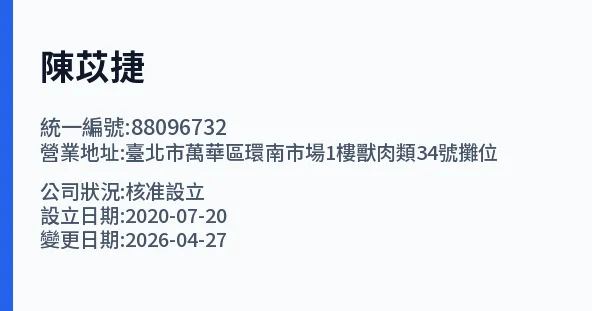 陳苡捷的照片-統編 88096732(臺北市) 公司登記資料與營業項目詳細圖表