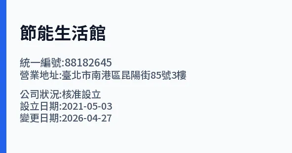 節能生活館的照片-統編 88182645(臺北市) 公司登記資料與營業項目詳細圖表