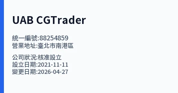 UAB CGTrader的照片-統編 88254859(臺北市) 公司登記資料與營業項目詳細圖表