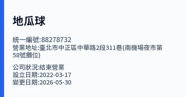 地瓜球的照片-統編 88278732(臺北市) 公司登記資料與營業項目詳細圖表