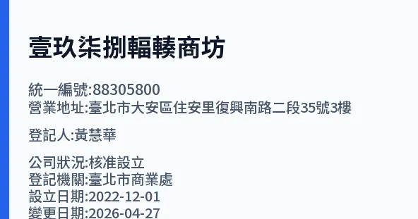 壹玖柒捌輻輳商坊的照片-統編 88305800(臺北市) 公司登記資料與營業項目詳細圖表