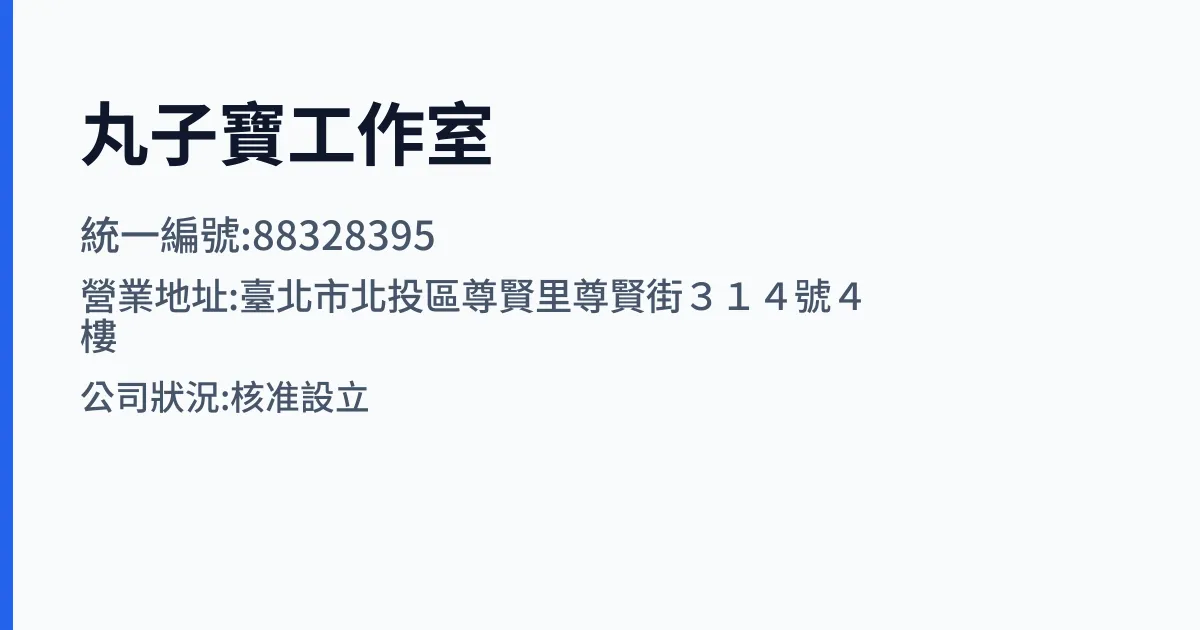 丸子寶工作室 - 統編 88328395(臺北市) 公司登記資料與營業項目詳細圖表