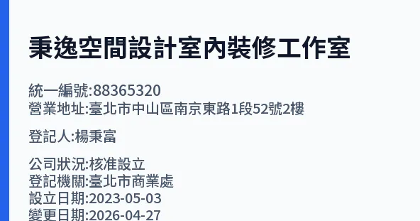 秉逸空間設計室內裝修工作室的照片-統編 88365320(臺北市) 公司登記資料與營業項目詳細圖表