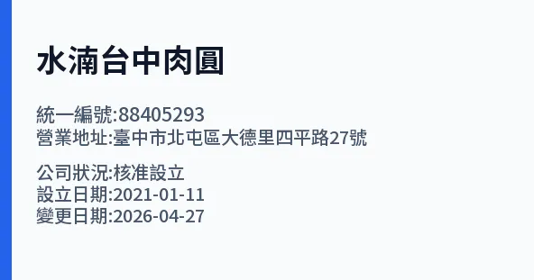 水湳台中肉圓的照片-統編 88405293(臺中市) 公司登記資料與營業項目詳細圖表