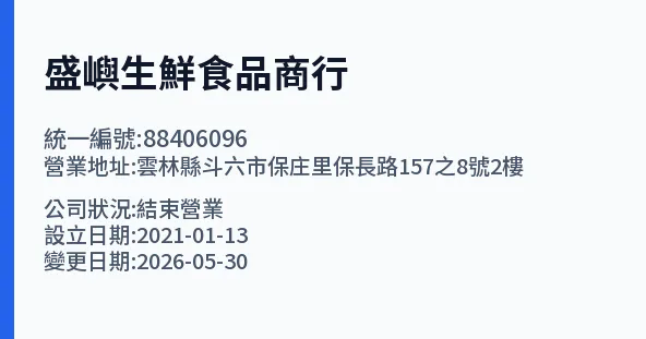 盛嶼生鮮食品商行的照片-統編 88406096(雲林縣) 公司登記資料與營業項目詳細圖表