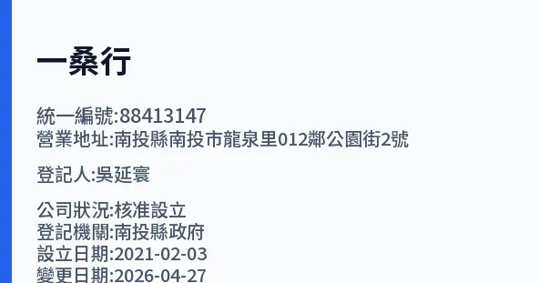 一桑行的照片-統編 88413147(南投縣) 公司登記資料與營業項目詳細圖表