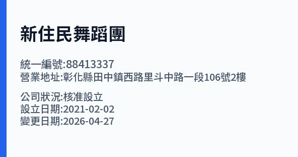 新住民舞蹈團的照片-統編 88413337(彰化縣) 公司登記資料與營業項目詳細圖表