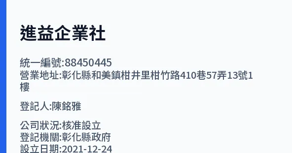 進益企業社的照片-統編 88450445(彰化縣) 公司登記資料與營業項目詳細圖表
