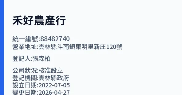 禾好農產行的照片-統編 88482740(雲林縣) 公司登記資料與營業項目詳細圖表
