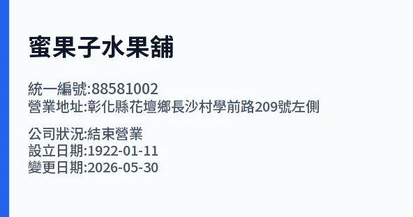 蜜果子水果舖的照片-統編 88581002(彰化縣) 公司登記資料與營業項目詳細圖表