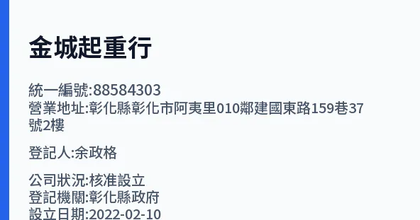 金城起重行的照片-統編 88584303(彰化縣) 公司登記資料與營業項目詳細圖表