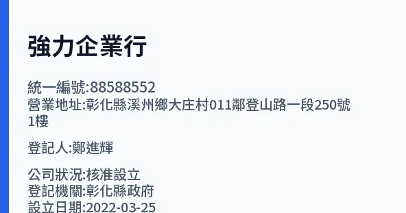 強力企業行的照片-統編 88588552(彰化縣) 公司登記資料與營業項目詳細圖表