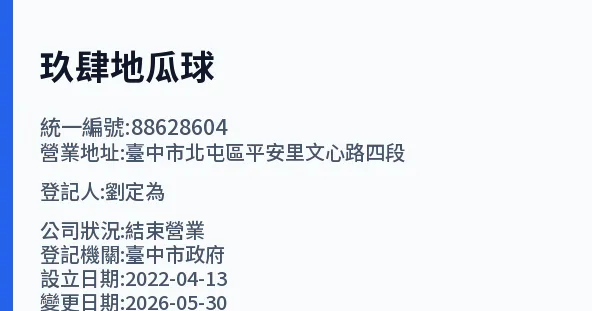 玖肆地瓜球的照片-統編 88628604(臺中市) 公司登記資料與營業項目詳細圖表