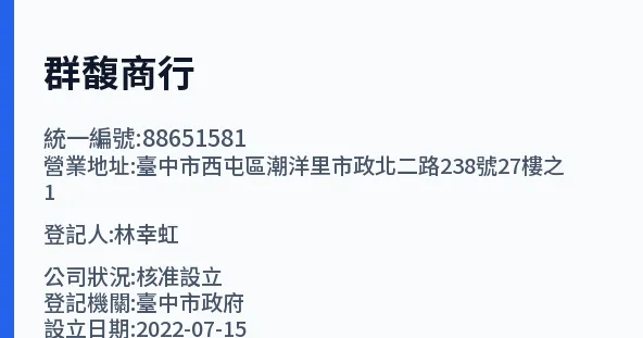 群馥商行的照片-統編 88651581(臺中市) 公司登記資料與營業項目詳細圖表