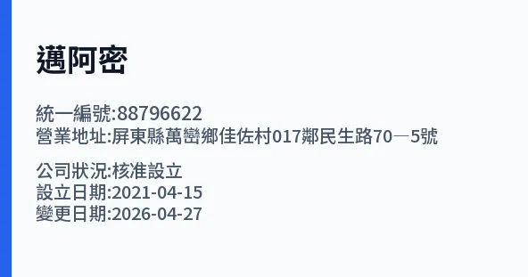 邁阿密的照片-統編 88796622(屏東縣) 公司登記資料與營業項目詳細圖表