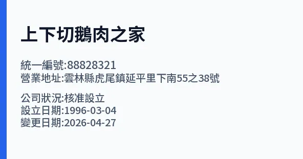 上下切鵝肉之家的照片-統編 88828321(雲林縣) 公司登記資料與營業項目詳細圖表
