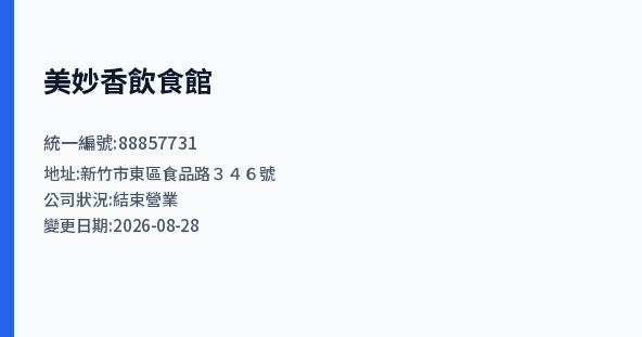 美妙香飲食館的照片-統編 88857731(新竹市) 公司登記資料與營業項目詳細圖表