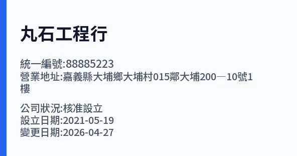 丸石工程行的照片-統編 88885223(嘉義縣) 公司登記資料與營業項目詳細圖表
