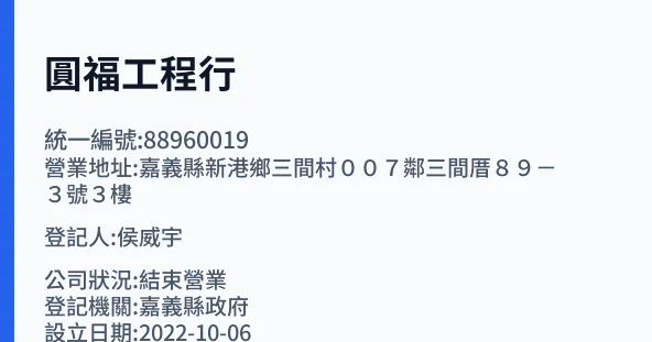 圓福工程行的照片-統編 88960019(嘉義縣) 公司登記資料與營業項目詳細圖表