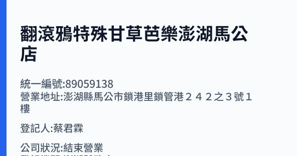 翻滾鴉特殊甘草芭樂澎湖馬公店的照片-統編 89059138(澎湖縣) 公司登記資料與營業項目詳細圖表