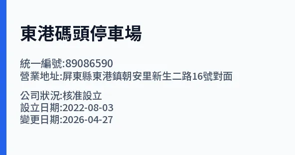 東港碼頭停車場的照片-統編 89086590(屏東縣) 公司登記資料與營業項目詳細圖表