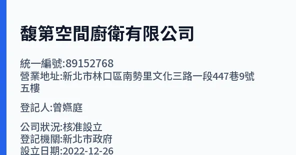馥第空間廚衛有限公司的照片-統編 89152768(新北市) 公司登記資料與營業項目詳細圖表