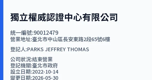 獨立權威認證中心有限公司的照片-統編 90012479(臺北市) 公司登記資料與營業項目詳細圖表