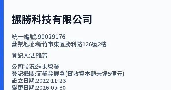 搌勝科技有限公司的照片-統編 90029176(新竹市) 公司登記資料與營業項目詳細圖表
