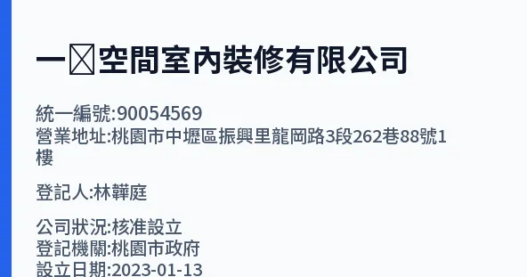 一叄空間室內裝修有限公司的照片-統編 90054569(桃園市) 公司登記資料與營業項目詳細圖表