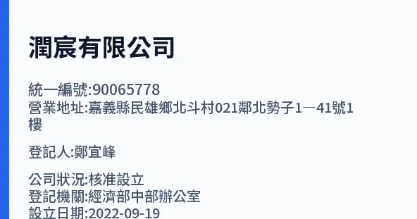 潤宸有限公司的照片-統編 90065778(嘉義縣) 公司登記資料與營業項目詳細圖表
