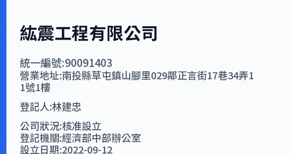 紘震工程有限公司的照片-統編 90091403(南投縣) 公司登記資料與營業項目詳細圖表